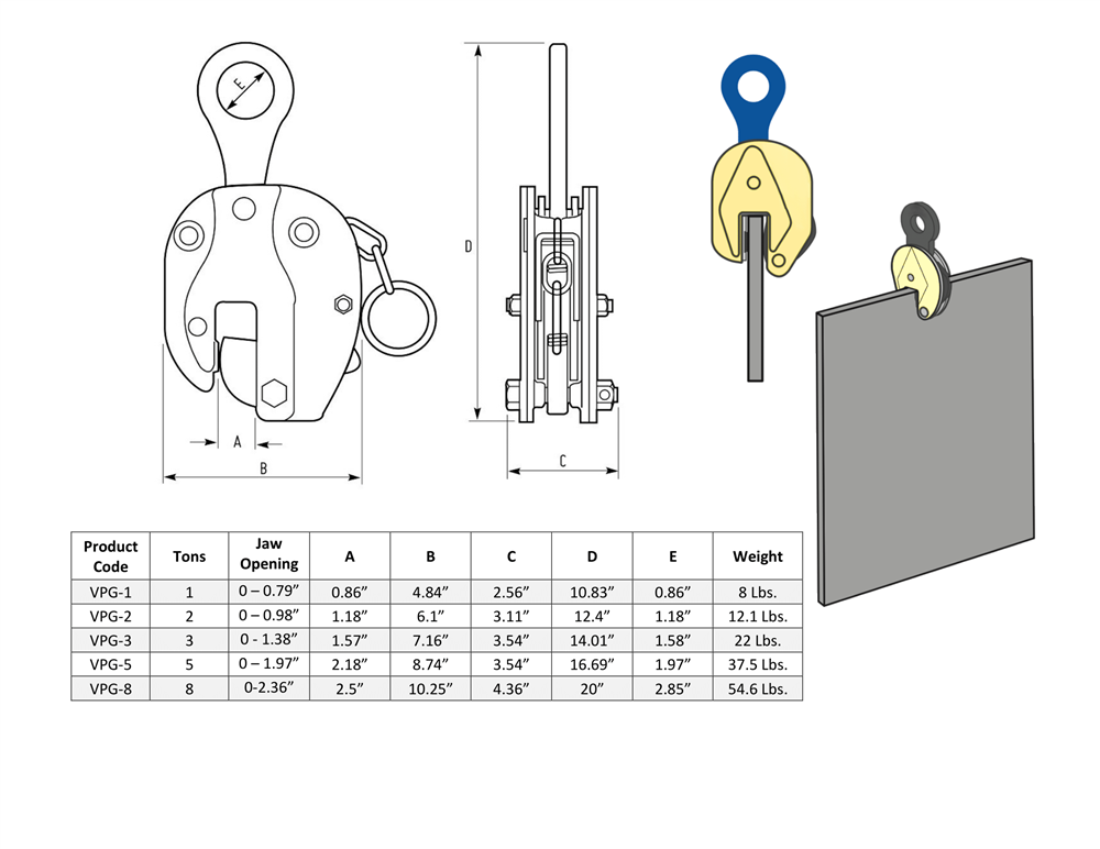 8 Ton Vertical Plate Clamp|Bison Lifting Equipment